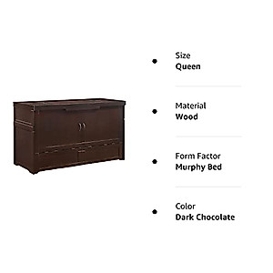 Night & Day Murphy Cube Queen Cabinet Bed Professionally Assembled by SDS Cabinet Beds with Custom 6" Memory Foam Mattress (Dark Chocolate Finish)