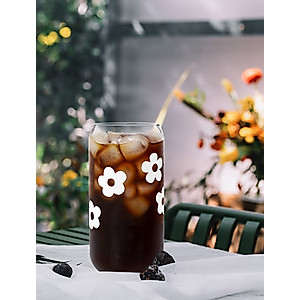 Mason Life Glass Cups with Lids and Straws, 20OZ Glass Cups, Drinking Glasses, Iced Coffee Glasses Cup, Smoothie Cups, Tumbler Glass, Reusable Boba Cup Drinking Glasses -Set of 2