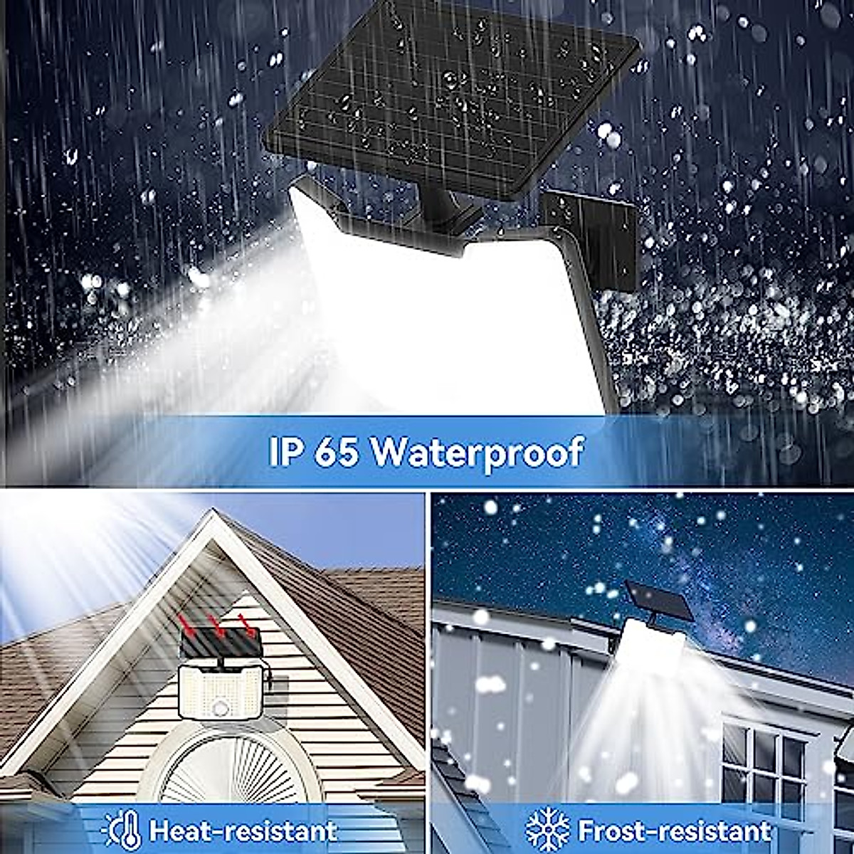Solar Outdoor Lights,IP65 Waterproof Security Solar Motion Sensor Outdoor Lights, 180 LED Dusk to Dawn Outdoor Lighting for Shed ，Balcony, Patio, Garage, Porch, Garden with 16.5ft Cable(2Pack)