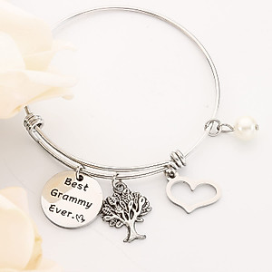 HUTIMY Grammy Bracelet Gifts for Grandma Grammy Jewerlry for Women Worlds Best Grammys Engraved Best Grammy Ever Bracelet