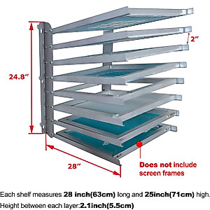 INTBUYING Screen Printing Frame Rack Shelf Storage Holder Screen Printing Squeegee Rack Screen Drying (8 Layer)