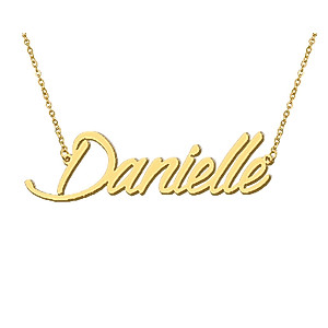 Aoloshow Danielle Name Pendant Necklace 18k Gold Plated Layer Choker Name Necklace Stainless Steel Jewelry for Familys