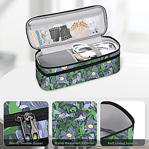 SITHON Double-Layer Travel Carrying Case for Shark FlexStyle/SmoothStyle, Water Resistant Storage Organizer Bag for Airwrap Styler, Also for Revlon One-Step Hair Dryer (Bag Only) (Blue Floral)