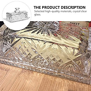 BESTonZON Rectangular Glass Plate Glass Butter Dish clear butter dish butter plate crystal butter dish with Lid Butter Glass Cake Keeper