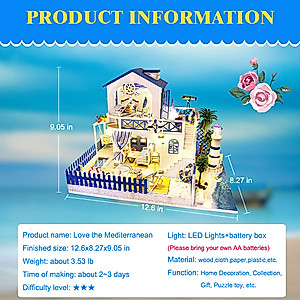 Yuzhen DIY Miniature Dollhouse Kit with Furniture and LED Lights, Modern Wooden Villa Model Includes Dustcover and Music Box, Creative Gift for Adults and Kids