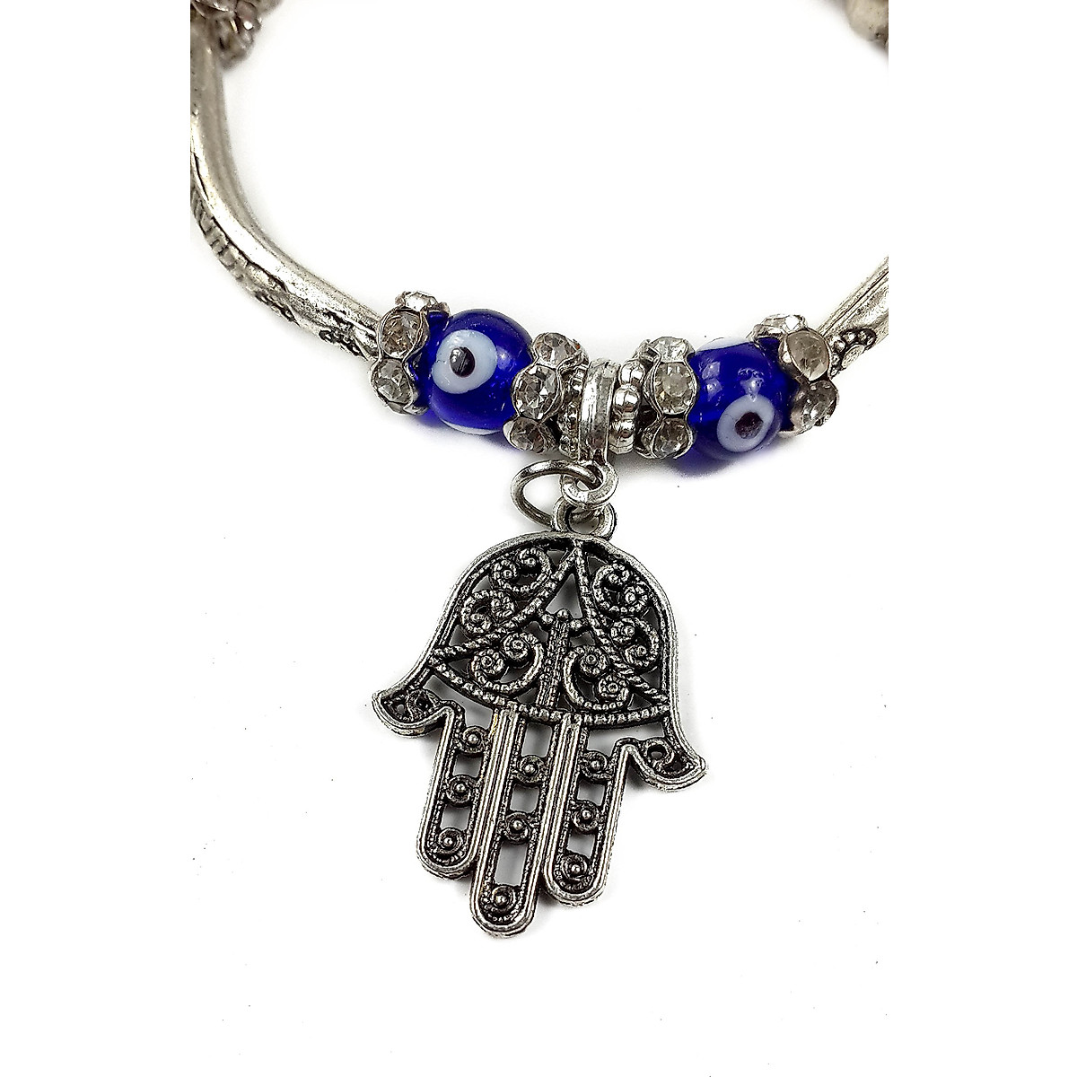 Nazareth Store Blue Beads Evil Eye Bracelet Hamsa Hand Of Fatima For Men Women Stretch Bracelets Lucky Charm