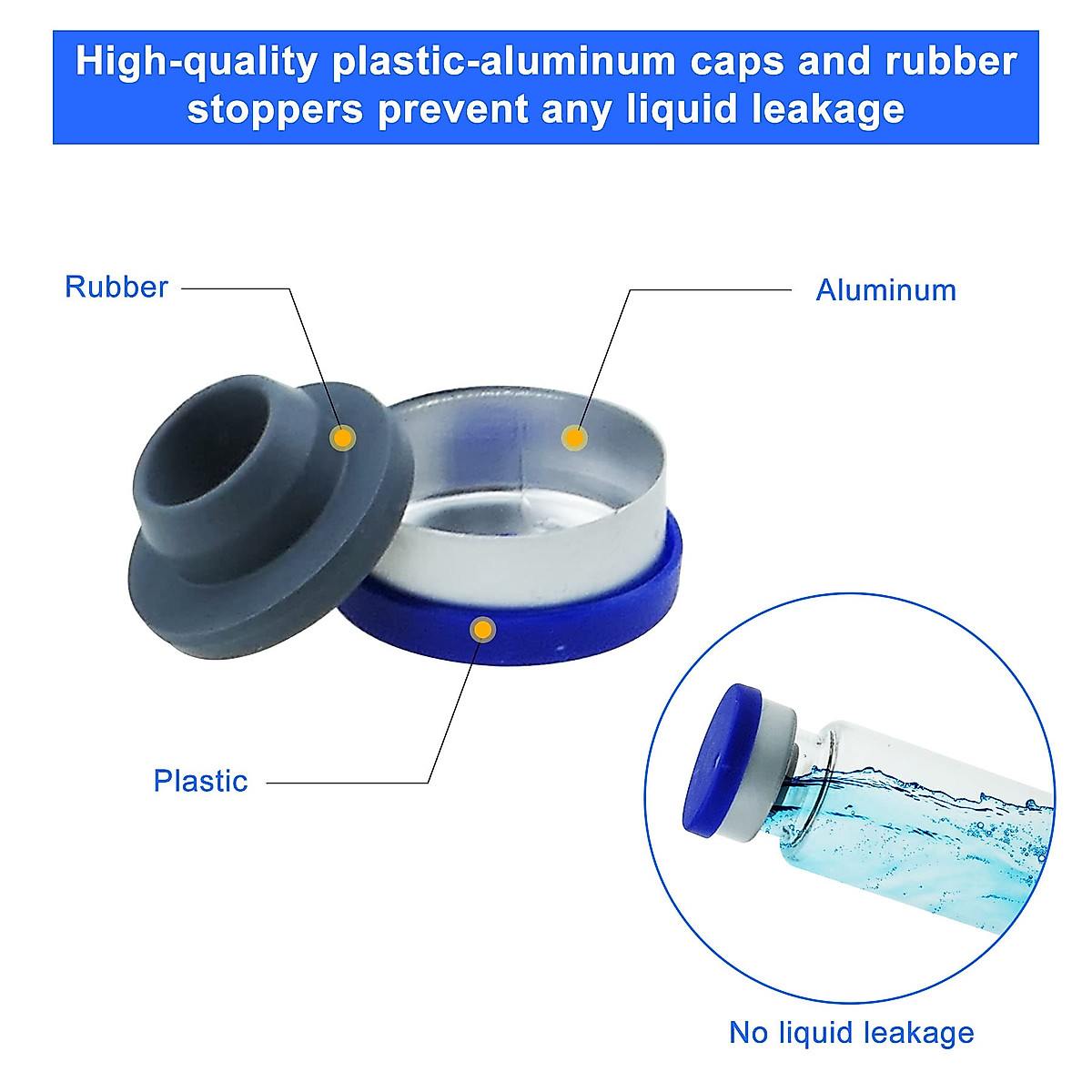 10 ml Clear Glass Vials, 110 Pcs Glass Headspace Vial with Plastic Aluminum Flip Caps and Rubber Stoppers 20mm Transparent Flat Bottom Lab Sample Vial