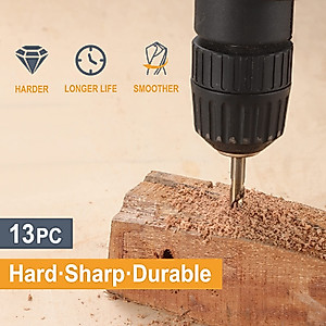 NewShark Impact Hex Shank Drill Bit Set 13 Pcs (1/16"-1/4"), M35 Cobalt Drill Bit Set, Quick Change Impact Driver Drill Bit Set for Hardened Metal, Stainless Steel, Cast Iron, Wood and Plastic