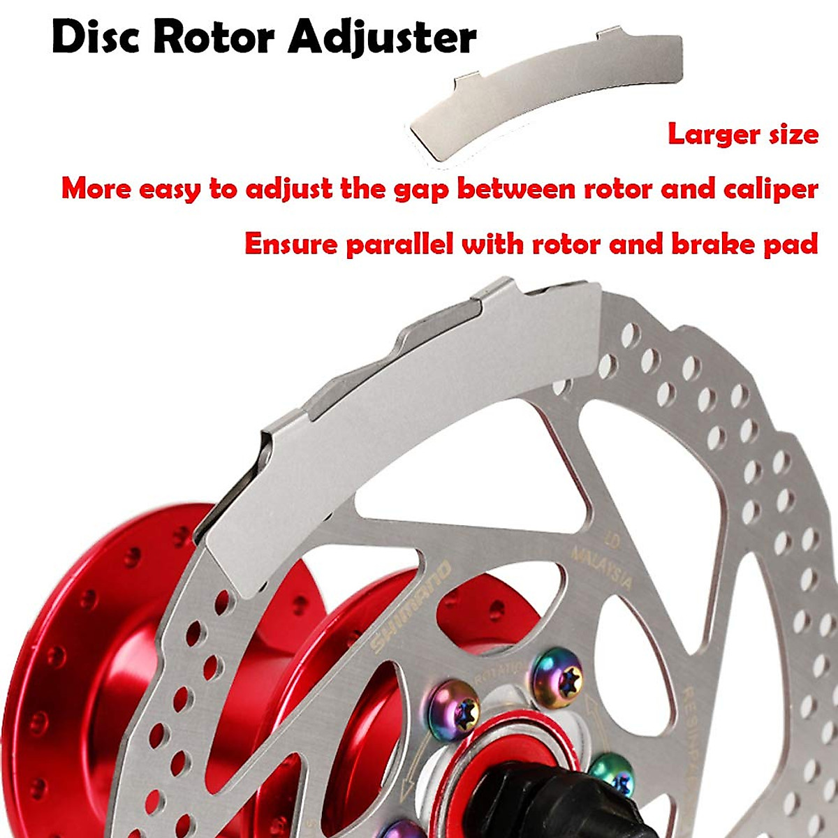 Farbetter Bike Disc Brake Kit, Including Front and Rear Caliper, 160mm Rotor, Mechanic Tool-Free Pad Adjuster for Mountain Bike, Road Bike, Fixed Gear Bike, MTB, BMX (Red)