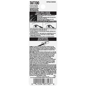 MAYBELLINE New York Tattoo Studio Long-Lasting Sharpenable Eyeliner Pencil, Glide on Smooth Gel Pigments with 36 Hour Wear, Waterproof Citrus Charge 0.04 oz