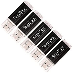 SamData 5 Pack 32GB USB 2.0 Flash Drive Thumb Drive Memory Stick Pen Drives Jump Drive for Data Storage (5Pack Black)