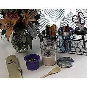 Divider Cup by Mason Jar Lifestyle - For Salads, Dips, and Snacks. Plastic Free Bento Lunch Container(Frost, Wide Mouth)