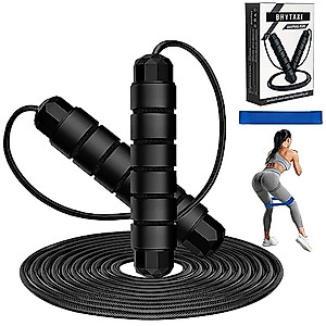 Jump Rope, Tangle-Free Rapid Speed Jumping Rope with Ball Bearings, Skipping Rope with Foam Handles for Women Men Kids, Adjustable Jump Rope for Fitness Workout Aerobic Exercise