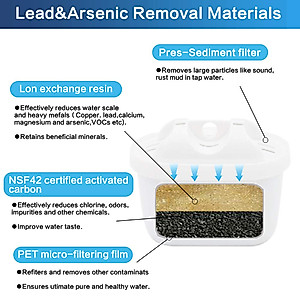 Anmumu 1001122 Replacement Filter for Mavea 1001122 Maxtra and LEVOIT Pitcher Water Filter cartridges with Lead&Arsenic Removal (3 Pack)