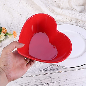 BSETONZON 1pc Heart Shaped Salad Bowl/Cereal Bowls/Soup Bowls/Small Rotating Pot Dish for Household Party (Red)