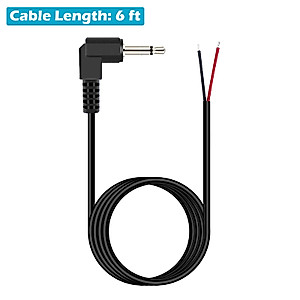 Fancasee 6 ft Replacement 3.5mm 90 Degree Right Angle Male Plug to Bare Wire Open End TS Mono 1/8" 3.5mm Plug Jack Connector Audio Cable Repair
