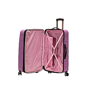 Rockland Melbourne Hardside Expandable Spinner Wheel Luggage, Pink, Checked-Large 28-Inch