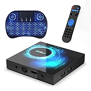 T95 Android TV Box 4GB RAM 128GB ROM- Streaming Media Players with Max Storage- Android Box 2023, H616 Quad-core 64bit, 2.4G/5.0G Dual WiFi, 6K Ultra HD, Bluetooth 5.0 & Wireless Backlit Mini Keyboard