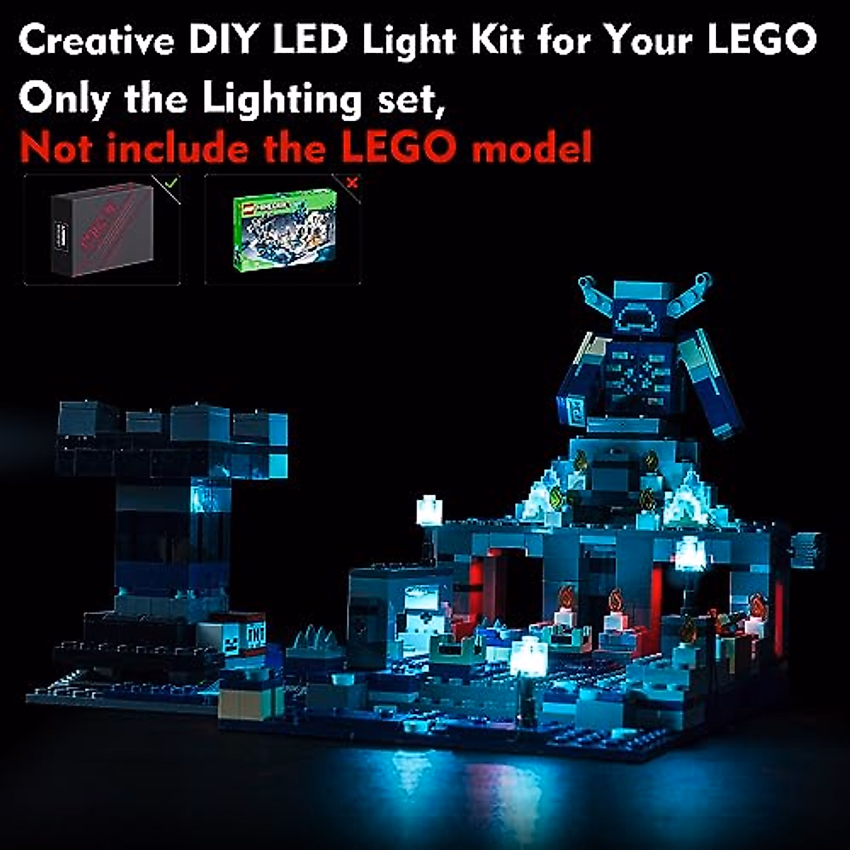 LocoLee LED Light Kit for LEGO Minecraft The Deep Dark Battle 21246, DIY Lighting Set Accessories Compatible with LEGO The Deep Dark Battle for Fans, Creative Decor Lego Light (Lights Only, No Models)