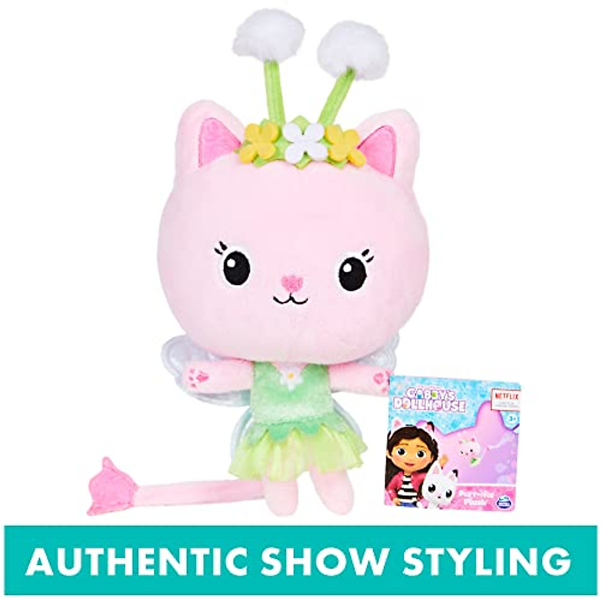 Gabby’s Dollhouse, 7-inch Kitty Fairy Purr-ific Plush Toy, Kids Toys for Ages 3 and up