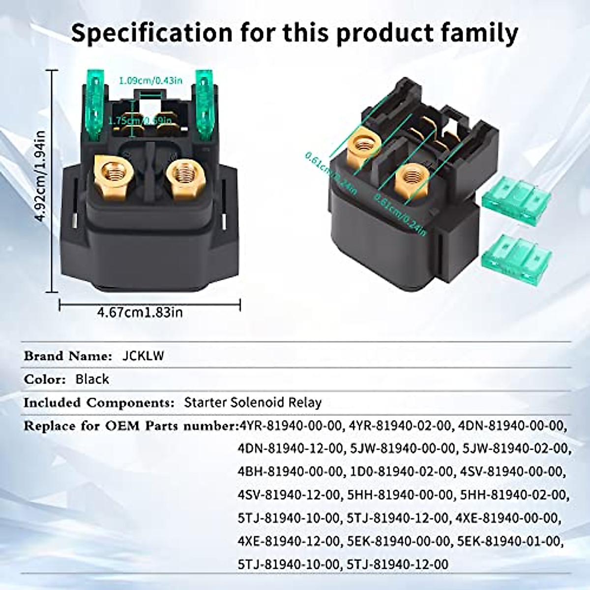 JCKLW Starter Solenoid Relay for Yamaha ATV YFM 350 400 450 660 Raptor Grizzly Kodiak Wolverine Big Bear Bruin Rhino XVS650 V-Star XV1600 XV1700 Road Star 2003 2004 2005 2006 2007 2008