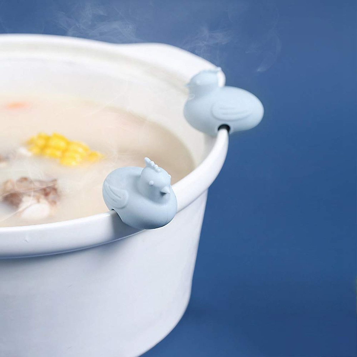 Cartoon Silicone Cooking Pot Lid Clips Pot Holder Kitchen Cooking Prevent Overflow Tool Kitchen Accessories(6pc-chicken)