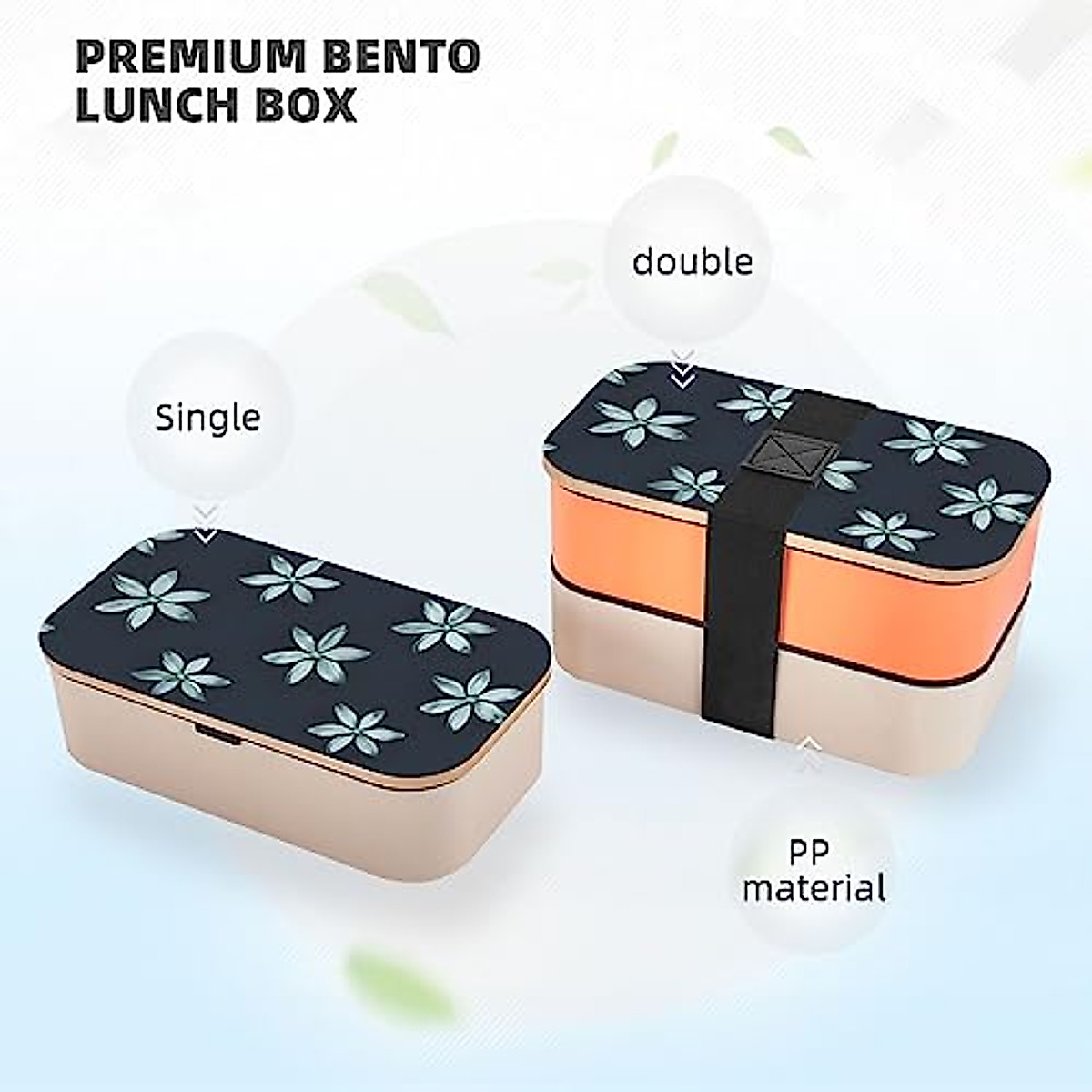 Beautiful Camellia Adult Lunch Box, Bento Box, With Cutlery Set Of 3, 2 Compartments, Rectangular, Lunch Box For Adults