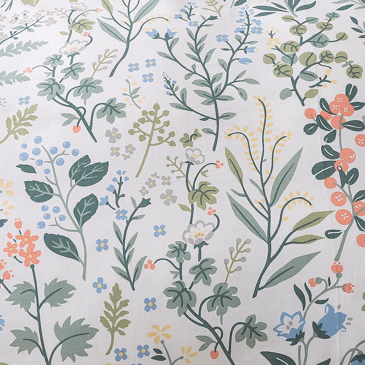 HoneiLife Duvet Cover Queen Size - 100% Cotton Comforter Floral Breathable Duvet Cover with Zipper Closure & Corner Ties,3pcs Wildflower Comforter Cover Sets- Fragrant Grass