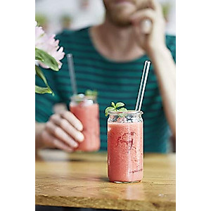 10 Pack Glass Straws, Reusable Glass Drinking Straws, With 10 Straight Smoothie Straws and 2 Cleaning Brush, Reusable Straws For Coffee, Tea, Wine, Juice, Smoothies, Frozen Drinks (8x200mm)