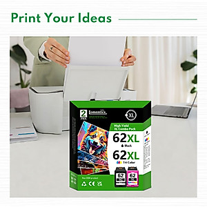 62XL Black and Color Ink Cartridge Combo Pack (2Pack) -LOMENTI Compatible Ink Cartridges Replacement for HP 62XL High Yield Ink Cartridge for Envy 5540 5642 OfficeJet 200 250 5740 8040 Printer