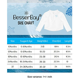 BesserBay Unisex Baby UV Raglan Long Sleeve White Beach Rash Guard Shirt Front Half Zip UPF 50+ Swimwear Sun Top 12-18 Months