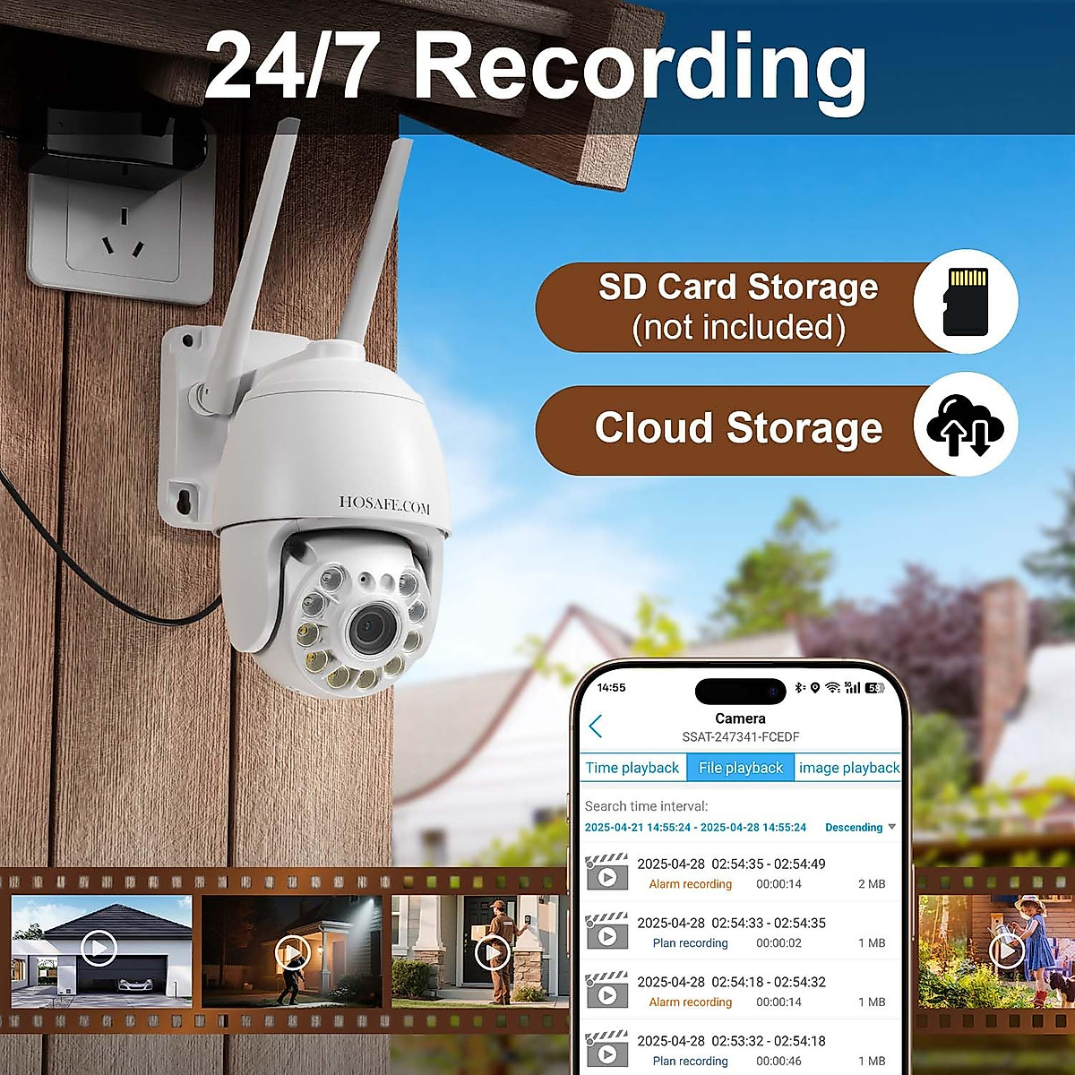 Security Camera Outdoor, Hosafe WiFi IP Camera Home Security System, Floodlight AI Motion Detection, Pan Tilt Auto Tracking, Two Way Audio, Color Night Vision, Waterproof Video Surveillance Camera