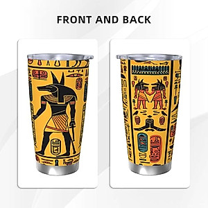AYCZN Egyptian Tradition 20 OZ Tumbler Stainless Steel Travel Coffee Mug, Ancient Insulated Water Bottle with Lid and 2 StrawsLeakproof Thermal Cup
