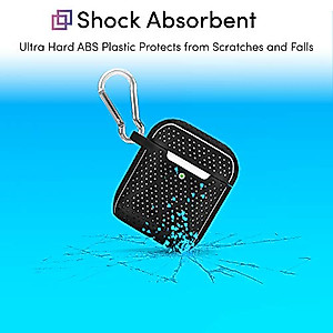 TALK WORKS AirPods Case Cover with Keychain - Protective Hard Silicone Skin for AirPods Keychain Case Clip Carabiner Wireless Charging Compatible with Apple Air Pod Carrying Case Series 1 & 2 - Black