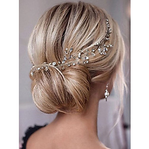 JAKAWIN Bride Crystal Wedding Hair Vine Silver Bridal Hair Piece Rhinestone Hair Accessories for Women HV113 (A Gold)