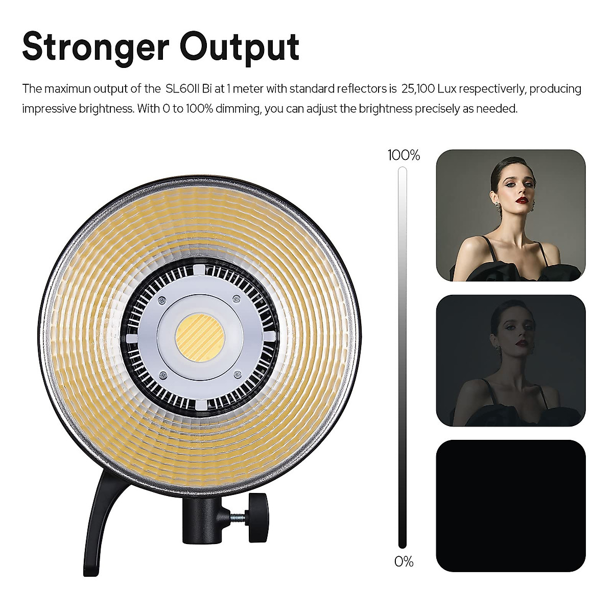 Godox SL60IIBi Bi-Color LED Video Light, 75W 2800K-6500K 25100Lux@1M CRI 96+ TLCI97+ Bowens Mount LED Continuous Light, 11 FX Effects Studio LED Light with APP Control&RC-A6 Remote