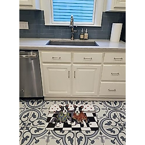Caroline's Treasures PPP3249RUG Boston Terrier Puppy Love Machine Washable Memory Foam Mat, Bathroom Rug, Non-Slip Bath Mat, Durable Thick Washable Rugs for Kitchen, Bathroom Quick Dry, Decorative