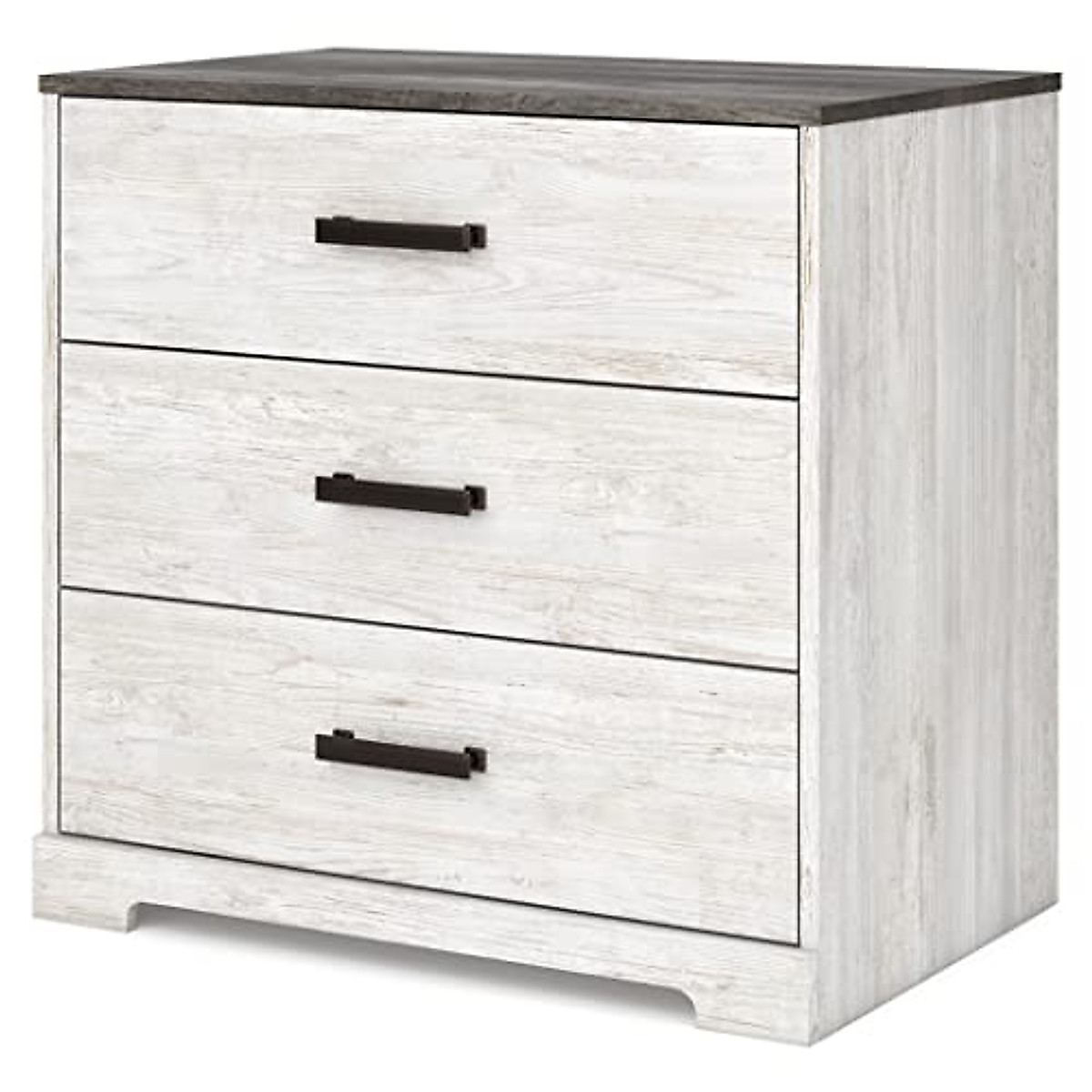 Signature Design by Ashley Shawburn Rustic 3 Drawer Chest of Drawers, White & Gray