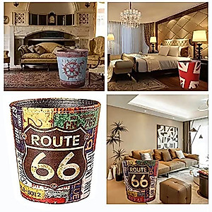 DUCHAOXIAN Leather Trash Can10L/2.64 Gallon,Waterproof Without Cover for Kitchen Yrash Cans，Bedroom Trash Can，Office Trash Can，Bathroom Garbage Can- Route 66 Trash Can