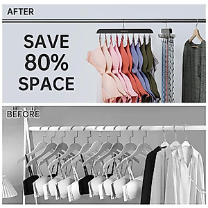 NiHome Double-Row Rotating Hooks Bra Hanger with 20 Stainless Steel Hooks, Space-Saving Organizer for Lingerie, Scarves, Ties & Accessories, Optimizes Closet Order Fits Standard Closet (Black, 2PCS)