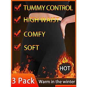 FULLSOFT 3 Pack Fleece Lined Leggings Women High Waisted Workout Winter Warm Thermal Yoga Pants(3 Pack Black,Black,Dark Grey,Small-Medium)