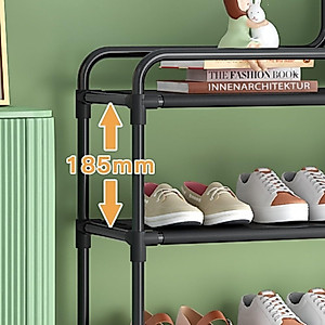 Johofiow Versatile Shoe Cabinet with Storage Rack,Entryway Shoe Rack, Shoe Stand for Closet,Stackable Boot & Shoe Storage,for Entryway,Hallway,Living Room,Closet (White, 4-Tier)