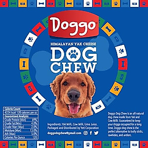 Doggo Dog Chew - Premium Yak Cheese Himalayan Dog Chews - Natural Yak Chews for Large and Small Dogs - Yak Milk Dog Chew - Long-Lasting Treats Aggressive Chewers - X-Large, 1 Pound (3 Pieces)