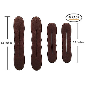 Styla Hair Magic Bun Maker (2 Small, 2 Large) Foam Sponge Bun Shaper Hair Accessories (Brunette)