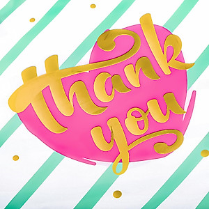 Elsjoy 80 Pack Thank You Bags Plastic Shopping Bags, 14 x 12 Thick Merchandise Bags Reusable Boutique Bags with Loop Handle, Heart and Stripe Retail Gift Bags for Parties, Business, Wedding Favor