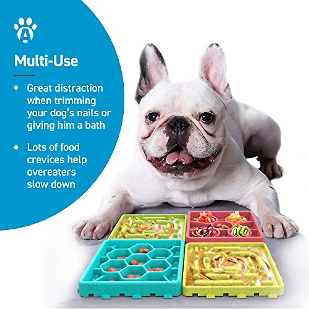 Any Pet - Slow Feeding Mat, Tray, Slow Feeder Dog Bowls, Food Mat for Dog, Dog Lick Pad Anxiety Relief Feeding Mat with Suction