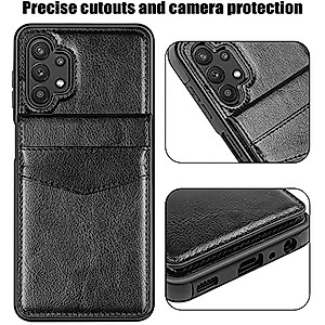 LakiBeibi Galaxy A32 5G Case, Dual Layer Lightweight Premium Leather Galaxy A32 5G Case Wallet with Card Holders Magnetic Lock Flip Protective Phone Case for Samsung Galaxy A32 5G (2021), Black