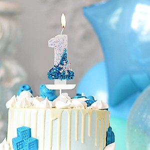 Hongplus Bluey White Frozen Birthday Candles, Sparkler Number 4th Birthday Candle for Party Supplies, Snow Winter Frozen Birthday Party Decorations, Number 4 Cake Toppers Decorations