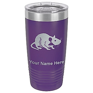 LaserGram 20oz Vacuum Insulated Tumbler Mug, Rat, Personalized Engraving Included (Dark Purple)