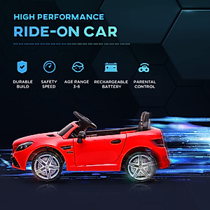 Aosom Mercedes SLC 300 Licensed Kids Electric Car with Remote Control, 12V Battery Powered Kids Ride on Car with Music, Lights, Suspension for 3-6 Years Old, Red